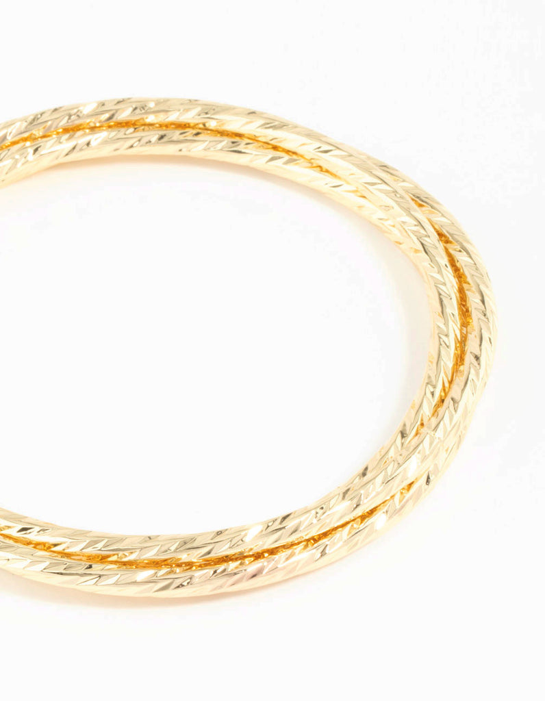Gold Plated Textured Bangles 3-Pack - Lovisa