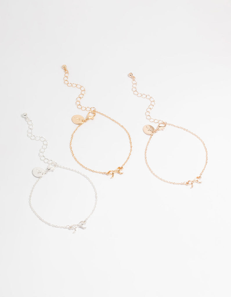 Mixed Metals Bow Bracelets 3-Pack - Lovisa