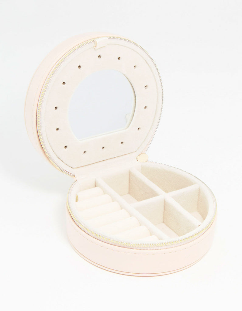 Cream PU Leather Small Round Jewellery Box - Lovisa