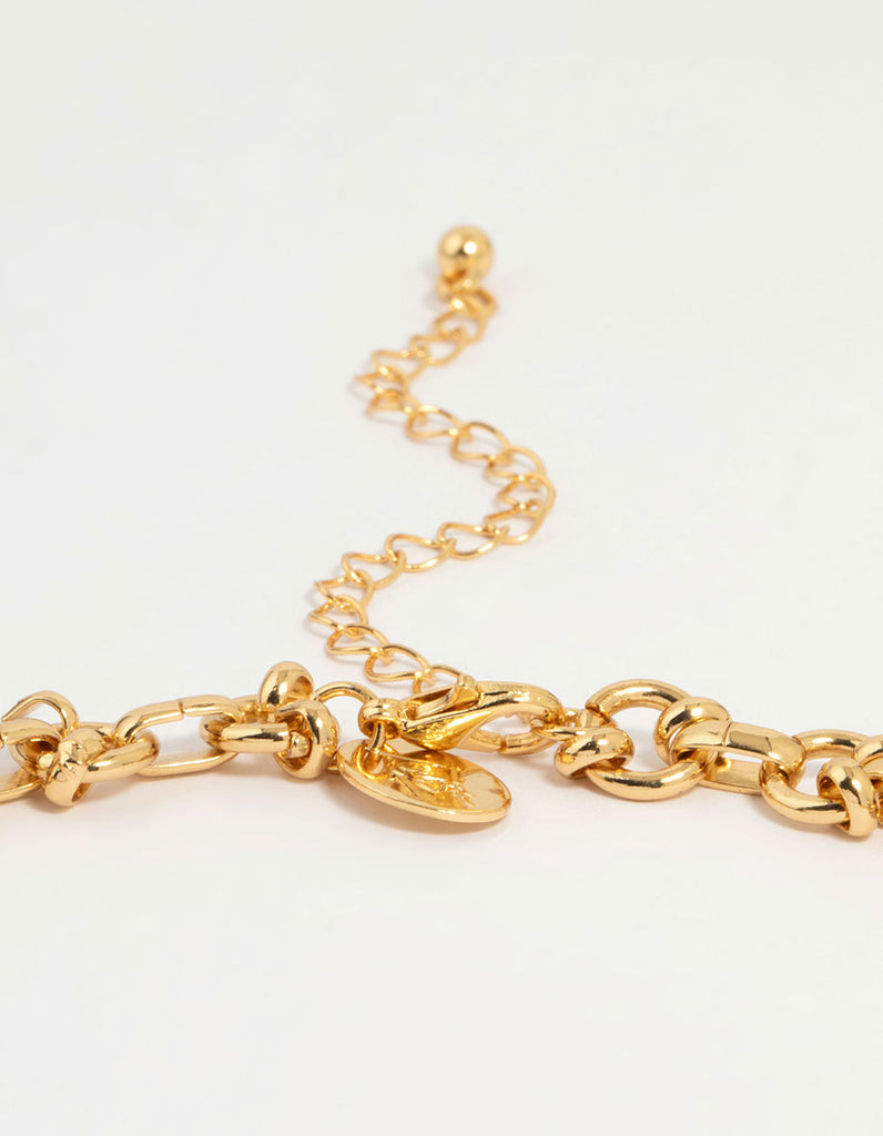 Gold Plated Diamante Chain Pendant Necklace - Lovisa