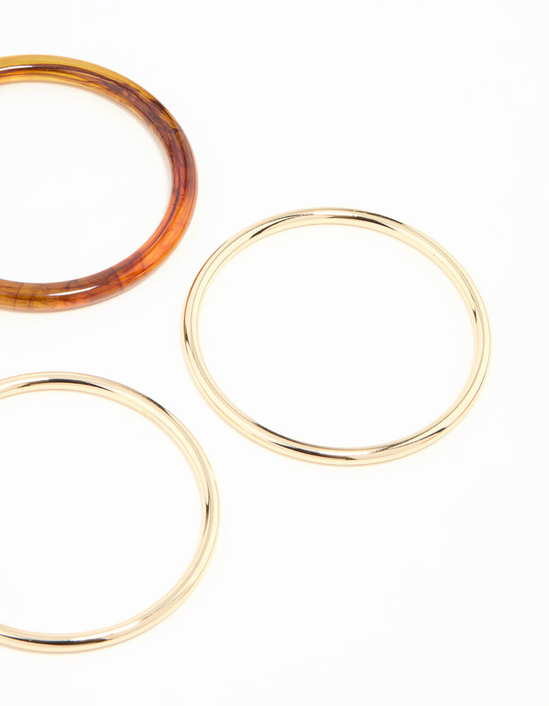 Gold & Tortoiseshell Bangles 5-Pack - Lovisa