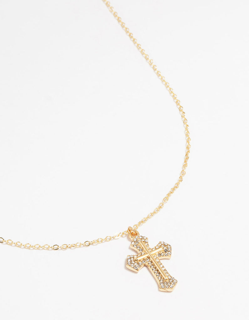 Gold Gothic Cross Pendant Necklace - Lovisa