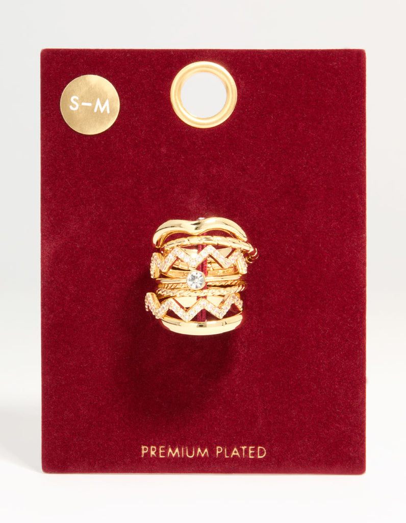 Gold Plated Zigzag Stacking Rings 7-Pack - Lovisa