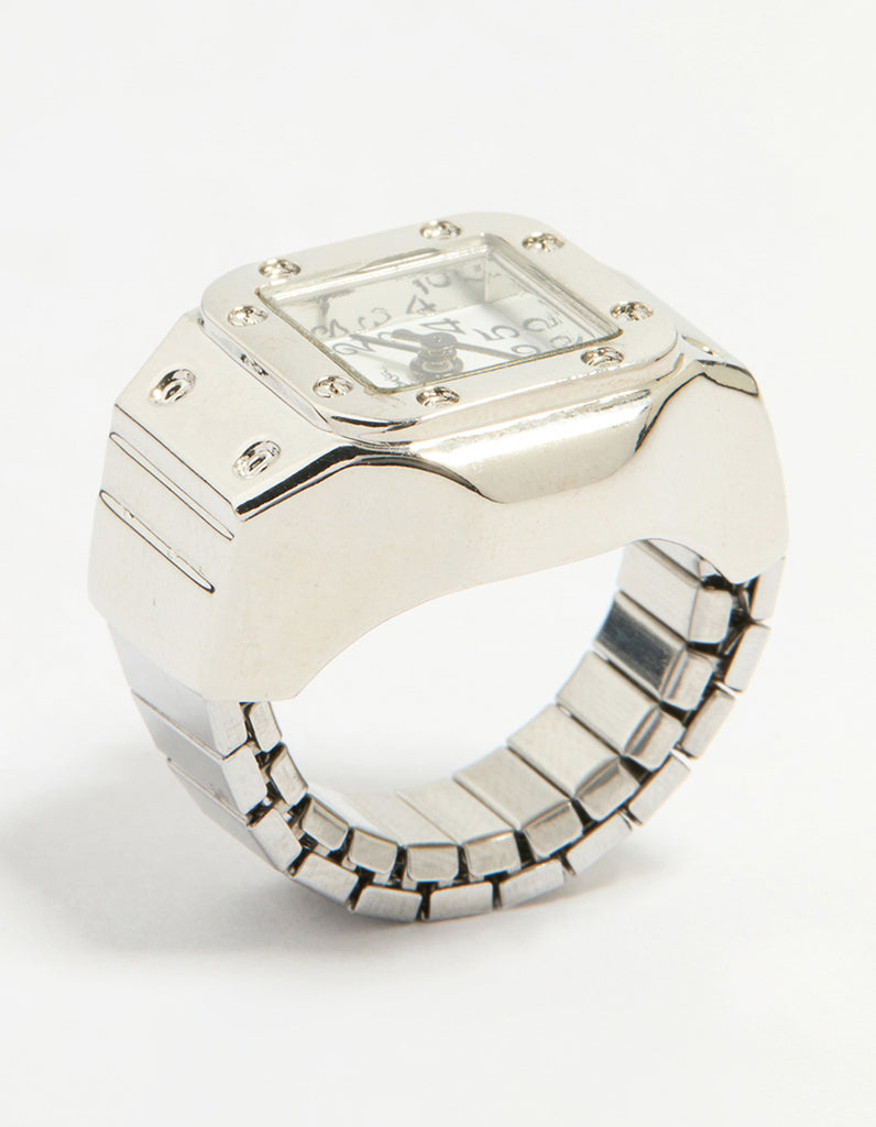 Silver Vintage Rectangle Watch Ring - Lovisa