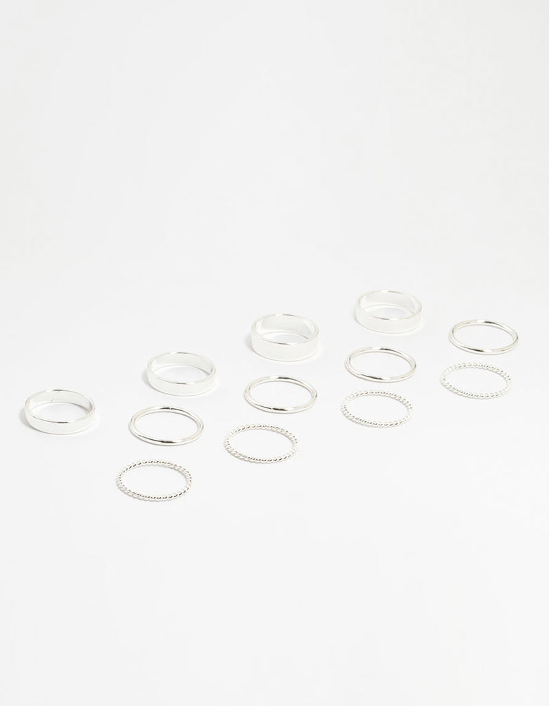 Silver Thick Simple Stacking Rings 12-Pack - Lovisa