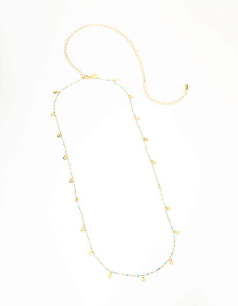 Waterproof Gold Plated Stainless Steel Blue Beaded Dainty Waist Chain ...