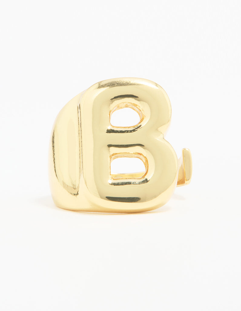 Gold Plated Bubble Letter B Ring - Lovisa