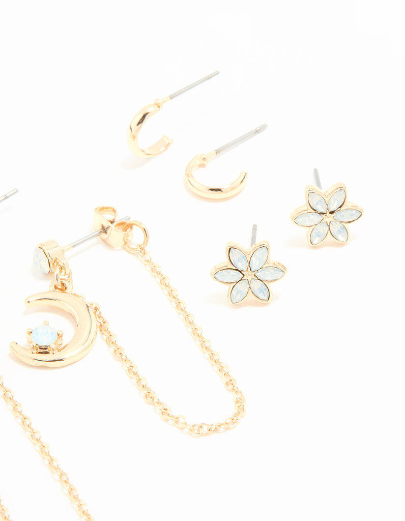 Gold Celestial Stacker Earrings 5-Pack - Lovisa