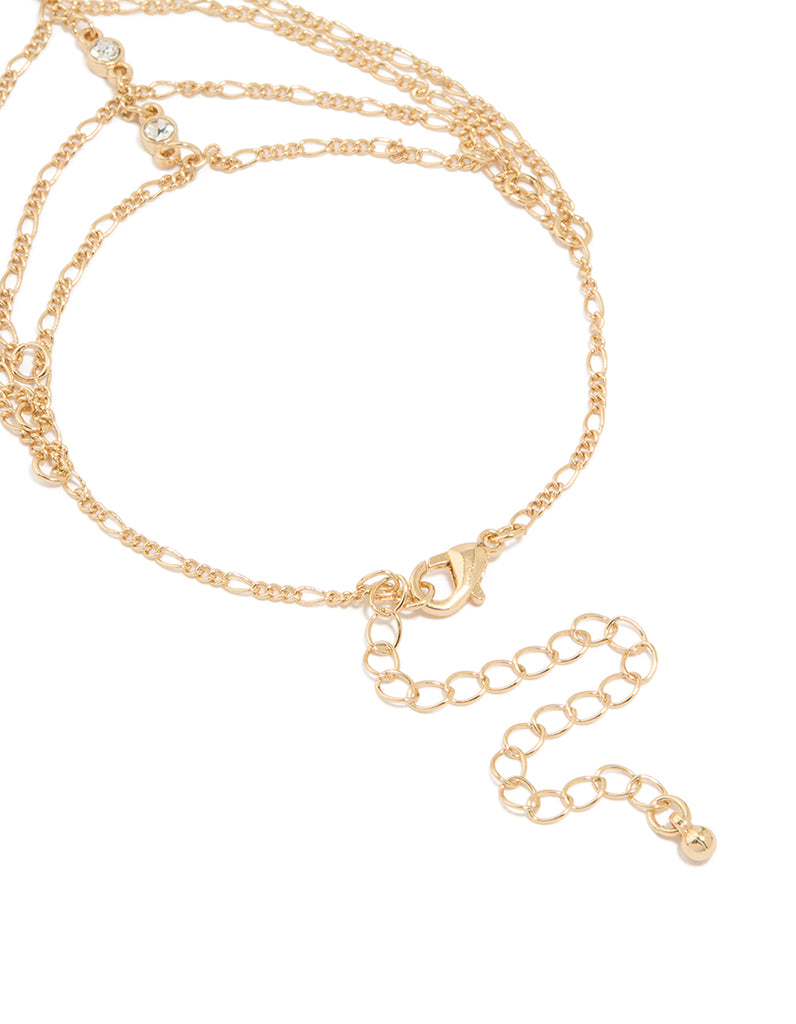 Gold Diamante Layered Hand Chain - Lovisa