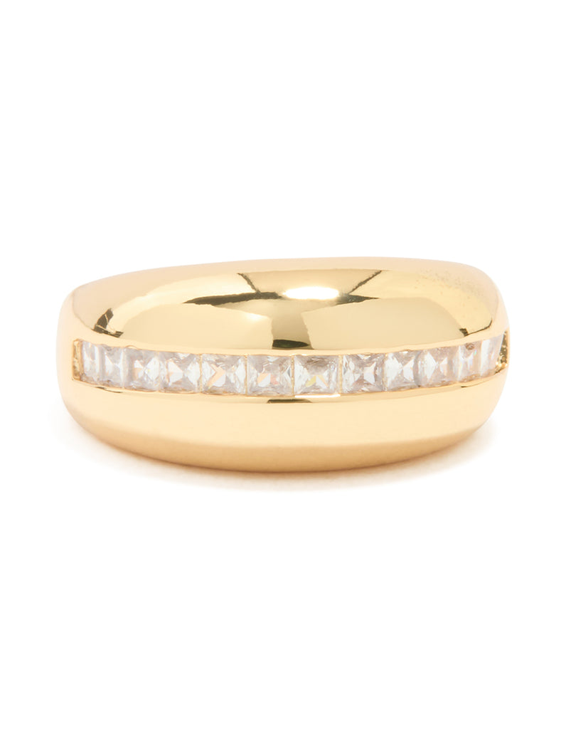 Gold Plated Cubic Zirconia Embellished Line Ring - Lovisa