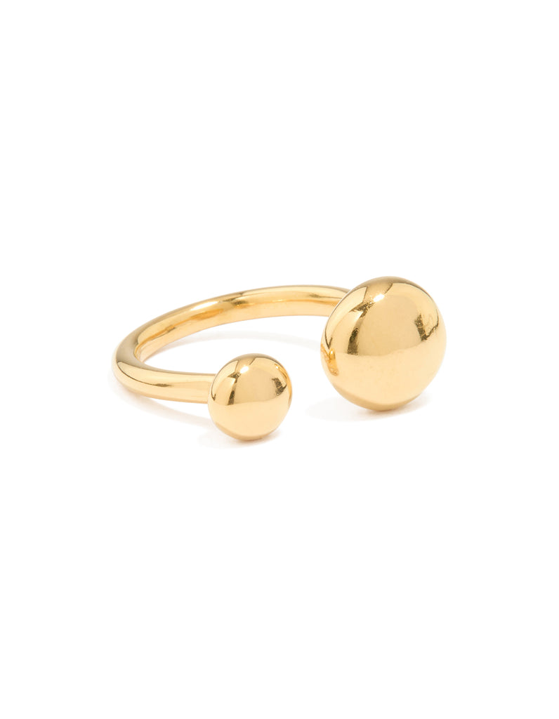Waterproof Gold Plated Stainless Steel Double Ball Ring - Lovisa