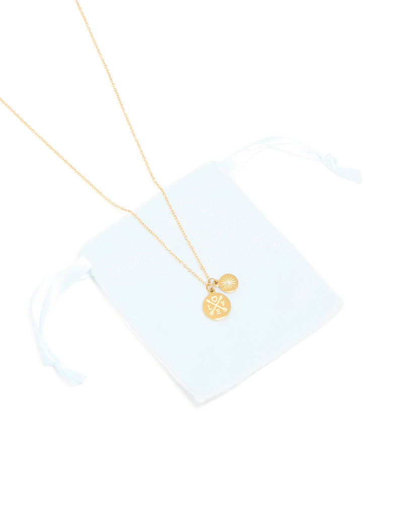 Waterproof Gold Plated Stainless Steel Compass Pendant Necklace - Lovisa