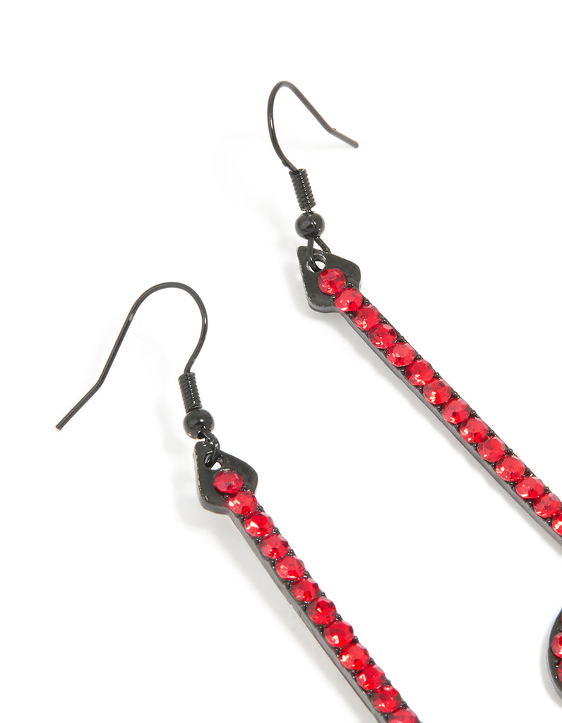 Red Coated Metal Pitch Fork Drop Earrings - Lovisa