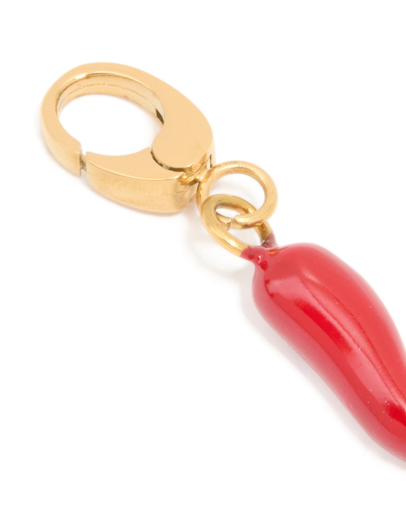 Waterproof Gold Plated Stainless Steel Red Chilli Charm - Lovisa