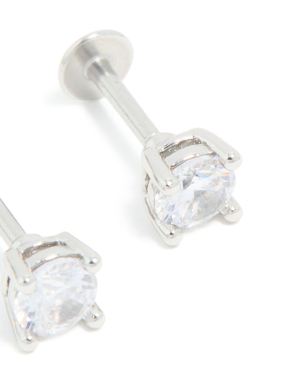 Titanium 4mm Cubic Zirconia Flat Back Studs - Lovisa