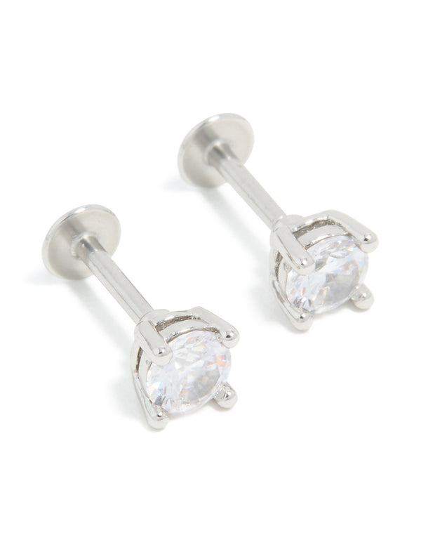 Titanium 4mm Cubic Zirconia Flat Back Studs - Lovisa