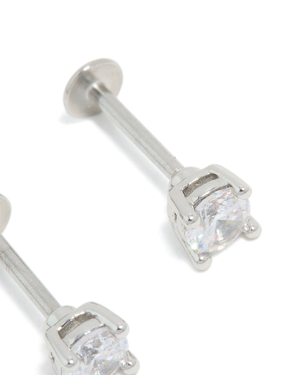 Surgical Steel 4mm Cubic Zirconia Flat Back Studs - Lovisa