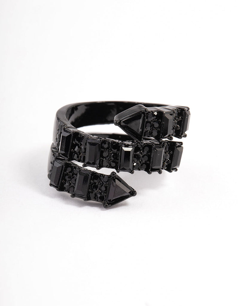 Coated Black Emerald Cut Wrap Ring - Lovisa