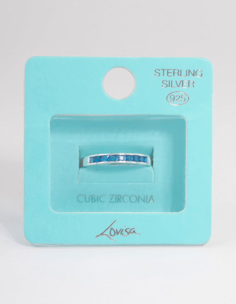 Sterling Silver Cubic Zirconia Checker Band Ring - Lovisa