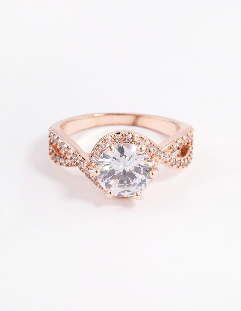 Rose Gold Round Infinity Halo Ring - Lovisa